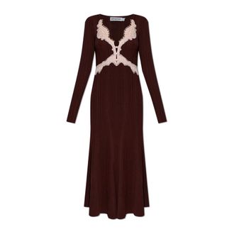 Self Portrait Femme, Robes, Brun, Taille: 40 FR Robe avec empi&egrave;cements en dentelle