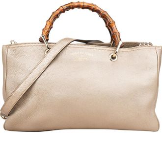 Gucci Crossbody Bags - Gucci Leather Bamboo Handbag - Gr. unisize - in Beige - f&uuml;r Damen