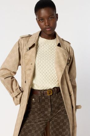 Gerard Darel Trench long &agrave; monogramme - SERGE - Beige
