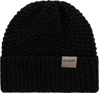 Knit Factory Carry M&uuml;tze - Strickm&uuml;tze f&uuml;r Damen und Herren - Beanie - Winterm&uuml;tze mit Wolle - Robusten Look - Hochwertige Qualit&auml;t - Schwarz