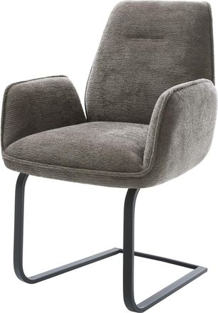 DELIFE Schwingstuhl Zoa-Flex Freischwinger flach Schwarz Bouclé Soft Schlamm Taschenfederkern