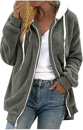 Generic Cocila Manteau à Capuche Avec Poche Pour Femmes Doudoune Hiver (Grey L) Blouson Printemps éTé Blouson Simili Cuir Femmes Veste ZippéE 3 En 1 Court Avi