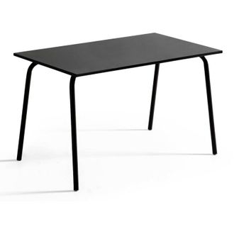 Oviala Table de jardin en acier 120 x 70 cm 6 places noir - Palavas