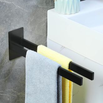Vista Handtuchhalter ohne Bohren Schwarz 39cm SUS304 Edelstahl Handtuchstange Selbstklebend Handtuchhalterung für Badezimmer Schlafzimmer Wandschrank schwar