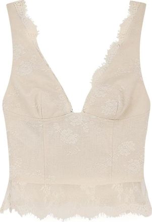 Pinko Pinko, Femme, Tops, Beige, Taille: 36 FR Janessa Linen Top