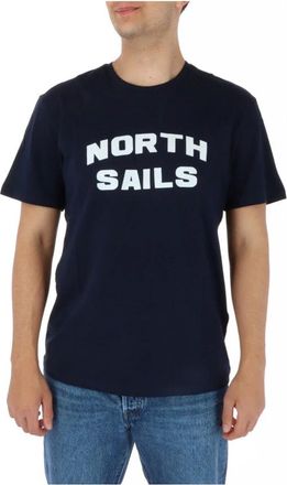 North Sails Homme, Tops, Bleu, Taille: M T-shirt Blanc à Manches Courtes Col Rond