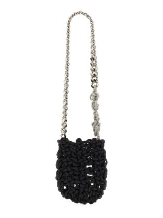 Kara Womens Knot Shoulder Bag Black Nylon