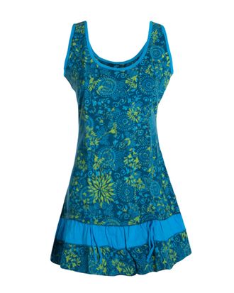 vishes Alternative Bekleidung - Damen Lagen-Look Jersey-Tunika Sommerkleid Tr&auml;ger-Kleid t&uuml;rkis 40-42