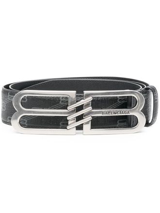 Balenciaga ceinture BB signature en toile enduite monogramm&eacute;e noire