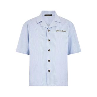 Roberto Cavalli Gestreiftes Hemd mit gesticktem Logo - - Shirts - Herren - Blau - L