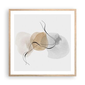 Arttor Wandposter 60x60cm Poster Rahmen helle Eiche Abstrakt minimalistisch Aquarell Küche Wanddeko Bild Wand Kunstdruck Deko Wandbilder Dekoration Wohnzimme