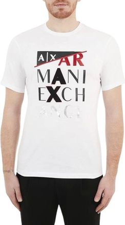A|X Armani Exchange Homme, Tops, Blanc, Taille: 2XL T-shirt en jersey de coton avec logo en relief