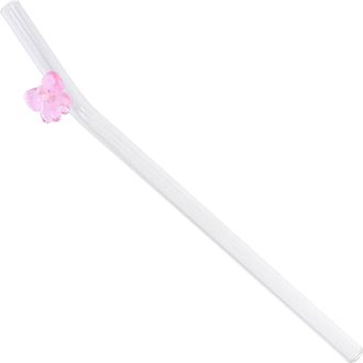 Pretyzoom 2er Set Wiederverwendbare Glasstrohhalme Mit Schleife, Rosa Trinkhalme Aus Glas FüR Cocktails, Smoothies Und SäFte, Und Pflegeleicht