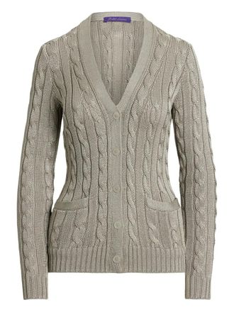 Ralph Lauren Collection cardigan en maille torsadée - Gris