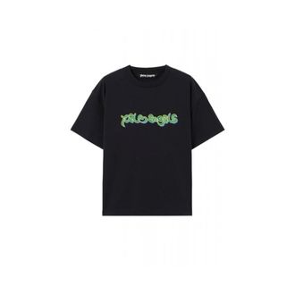 Palm Angels Neck Logo T-Shirt - - Tops - Herren - Schwarzk - S