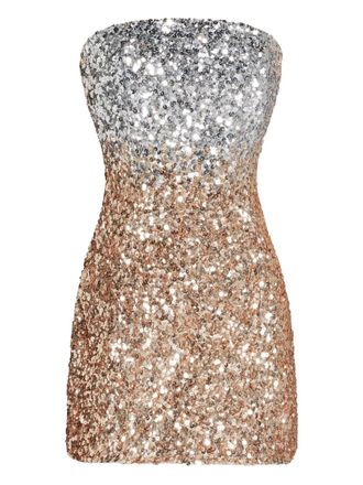 Retrofête robe courte à design bicolore - Argent