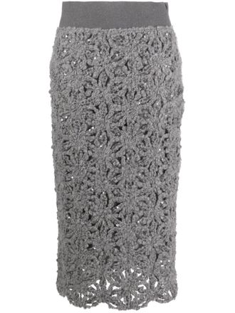 Brunello Cucinelli jupe mi-longue &agrave; sequins - Gris