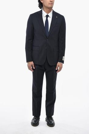 Corneliani CC COLLECTION Zweiknopf-Anzug aus Schurwolle mit Fischgr&auml;tstreifen und klassischem Revers Corneliani