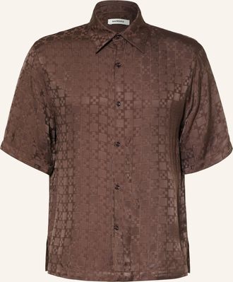 Sandro Sandro Kurzarm-Hemd Regular Fit Aus Jacquard braun
