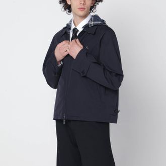 Burberry Blaue wendbare Baumwolljacke mit Check-Muster