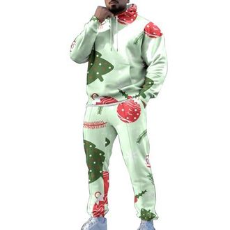 Generic Tenue de Noël pour homme avec sweat à capuche et pantalon de survêtement 2 pièces, Z02-vert clair, XL