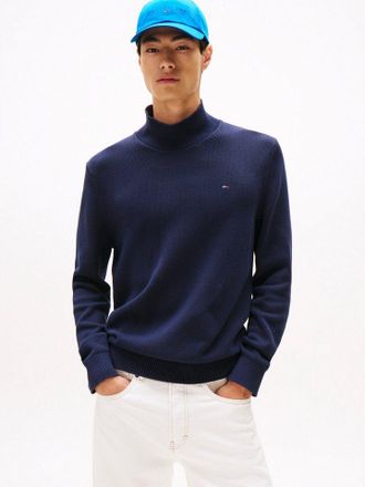 Tommy Jeans Rollkragenpullover TJM SLIM FIT ROLL NECK mit Mock Neck, Strickpullover 100% Baumwolle Pflegeleicht