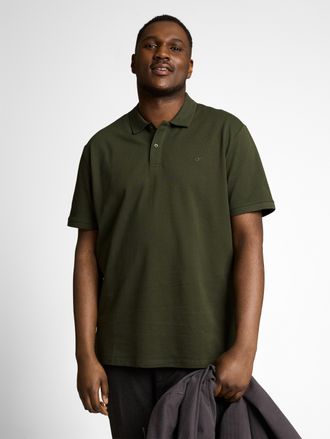 Tom Tailor Poloshirt TOM TAILOR PLUS, Herren, Gr. 4XL, gr&uuml;n (deep leaf gr&uuml;n), Single Jersey, Obermaterial: 100% Baumwolle, bestickt, unifarben, normal h&uuml;ftbedeck