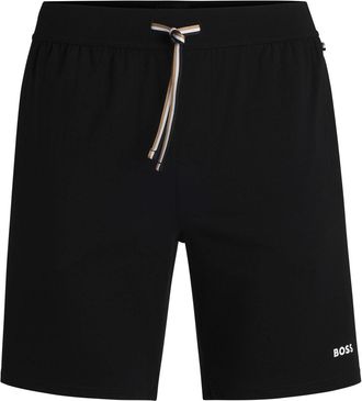 BOSS Herren Unique Shorts CW Pyjama-Shorts aus Stretch-Baumwolle mit Logo-Print Khaki,L