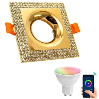 Trade Shop Trade Shop Traesio - Trade Shop - smarter einbau-strahler quadratisch glitter led 5W GU10 rgb wifi alexa google home - Gold