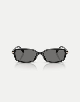 Michael Kors Agra rechteckige polarisierte Sonnenbrille mit grauen Gl&auml;sern in Schwarz