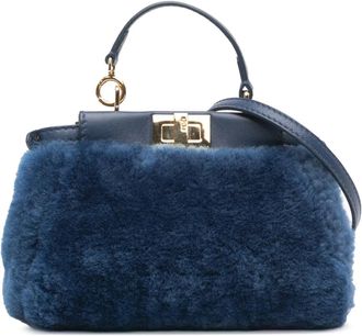 Fendi Hobo Bags - Micro Shearling Peekaboo Satchel - Gr. unisize - in Blau - f&uuml;r Damen
