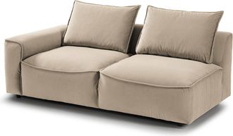 Studio Copenhagen home24 2,5-Sitzer Modulsofa Gold/Beige Samt Shyla 189 x 80 x 99cm Armlehne davorstehend links Modern