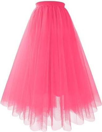 Generic Turquoise Midi pour femme - &Eacute;lastique - Taille haute - Pliss&eacute; - Maille - Ligne A - Jupe taille haute, Rose, M