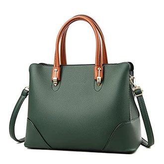 Generic Sacs &agrave; main et sacs &agrave; main pour femme tendance en cuir avec poign&eacute;e sur le dessus - Grand sac &agrave; bandouli&egrave;re, Vert-a, Large