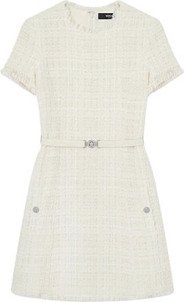 Versace robe courte à carreaux - Blanc