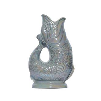 Gluggle Jug Karaffe XL Dunkelgrau schimmernd - 1,2 l - Original Gluggle Jug aus England - Wasserkrug mit Glucker-Ger&auml;usch - Handgefertigt & schimmernde Oberfl&auml;che