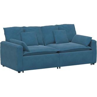 vidaXL Modulares Sofa mit Kissen Blau - Vidaxl