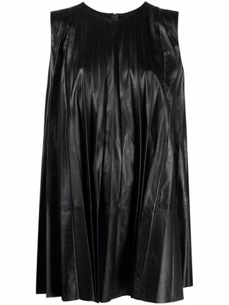 Red Valentino robe en cuir pliss&eacute;e - Noir