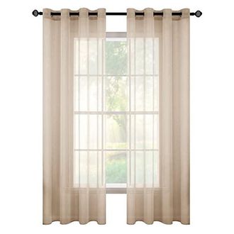 Miulee 2 Panneaux Couleur Pure Rideaux De Fen&ecirc;tre Transparents Lisse &Eacute;l&eacute;gant Panneaux Voile De Fen&ecirc;tre Draperies Traitement pour Chambre Salon Rideaux &agrave; Oeil