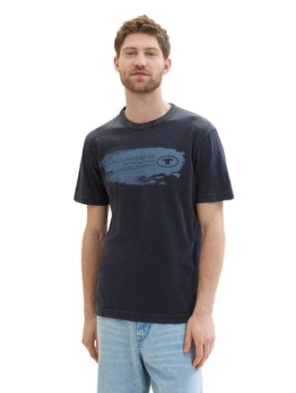 Tom Tailor Herren T-Shirt im verwaschenen Look, sky captain blue, XL