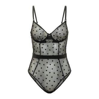 Fiorucci Tulle Heart Bodysuit - - Tops - Damen - Schwarzk - M