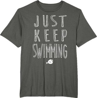 Disney Pixar Finding Dory Just Keep Swimming Text T-Shirt