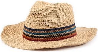 Au Printemps Paris Chapeau &agrave; rayures en raphia