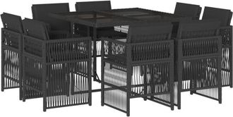 vidaXL Vidaxl - Ensemble &agrave; manger de jardin 9pcs coussins noir r&eacute;sine tress&eacute;e