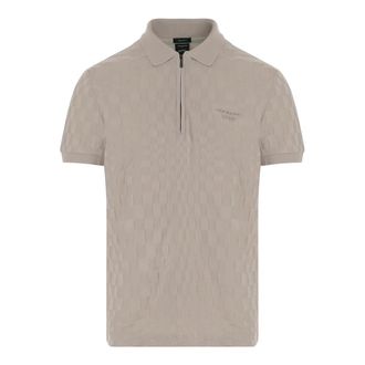 HUGO BOSS Baumwoll-Poloshirt mit Schachbrettmuster - - Tops - Herren - Beige - S