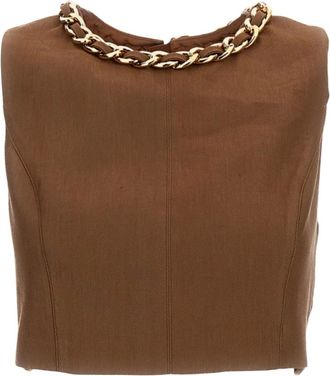 Elisabetta Franchi Femme, Tops, Brun, Taille: 36 FR Chain-collar Top