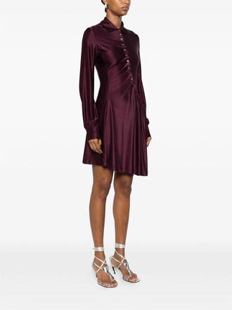 Paco Rabanne Ruched Viscose Blend Dress - Purple