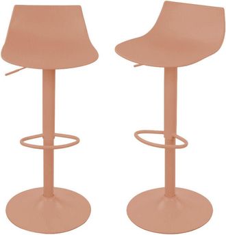 DRAWER Lot de 2 chaises de bar r&eacute;glables en plastique et m&eacute;tal H58-79cm - Terracotta - Heribo