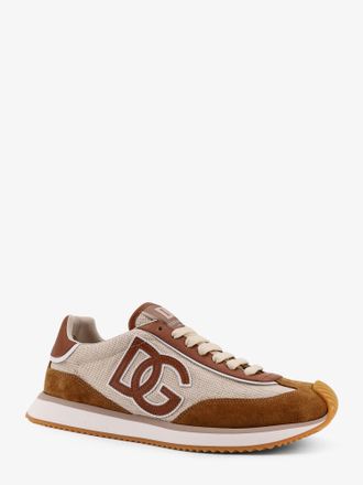 Dolce & Gabbana Mens Cushion Canvas Sneakers With Side Logo Brown Canvas-Leather Trainers Canvas/leather