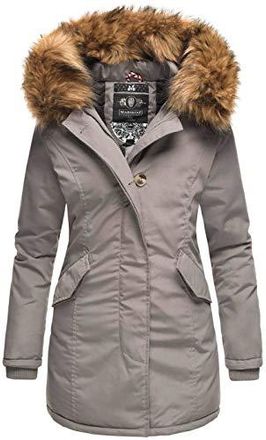 Marikoo Parka dhiver pour femme - Manteau dhiver chaud avec capuche - B808 - Gris - M
